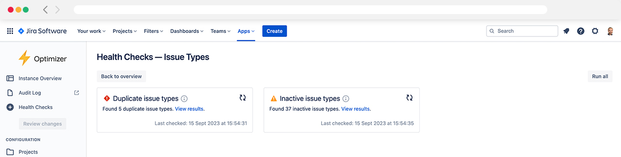 Issue Types Health Checks